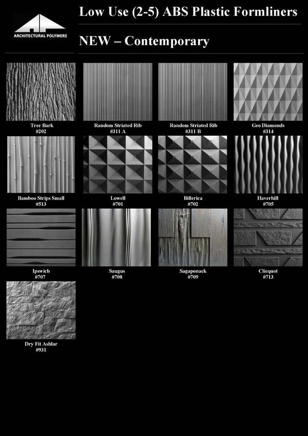 ABS Plastic Formliners (Low Use)